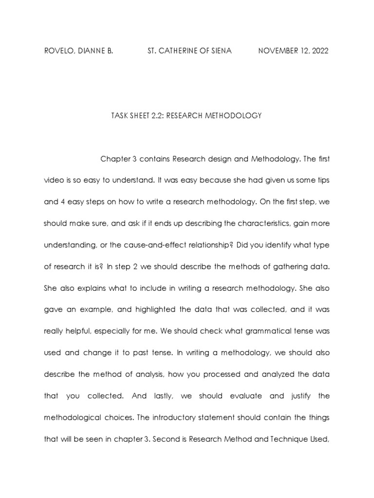 Task Sheet # 2.2 Research Methodology | PDF