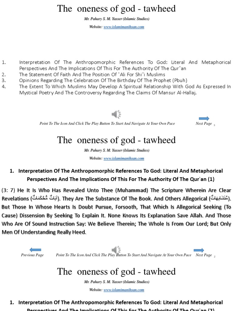 2.6 The-Oneness-Of-God | PDF | Tawhid | Hadith
