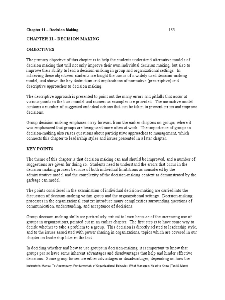 Chapter11 DecisionMaking | PDF | Decision Making | Group Decision Making