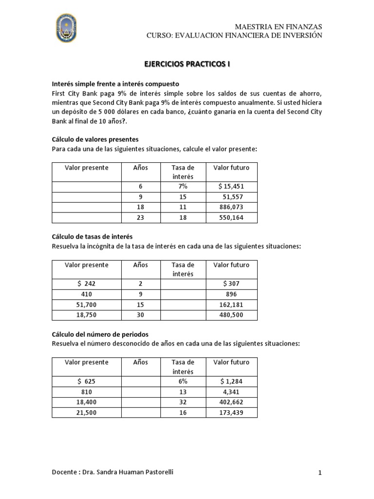 Ejercicios Practicos 1 | PDF | Economias | Servicios financieros