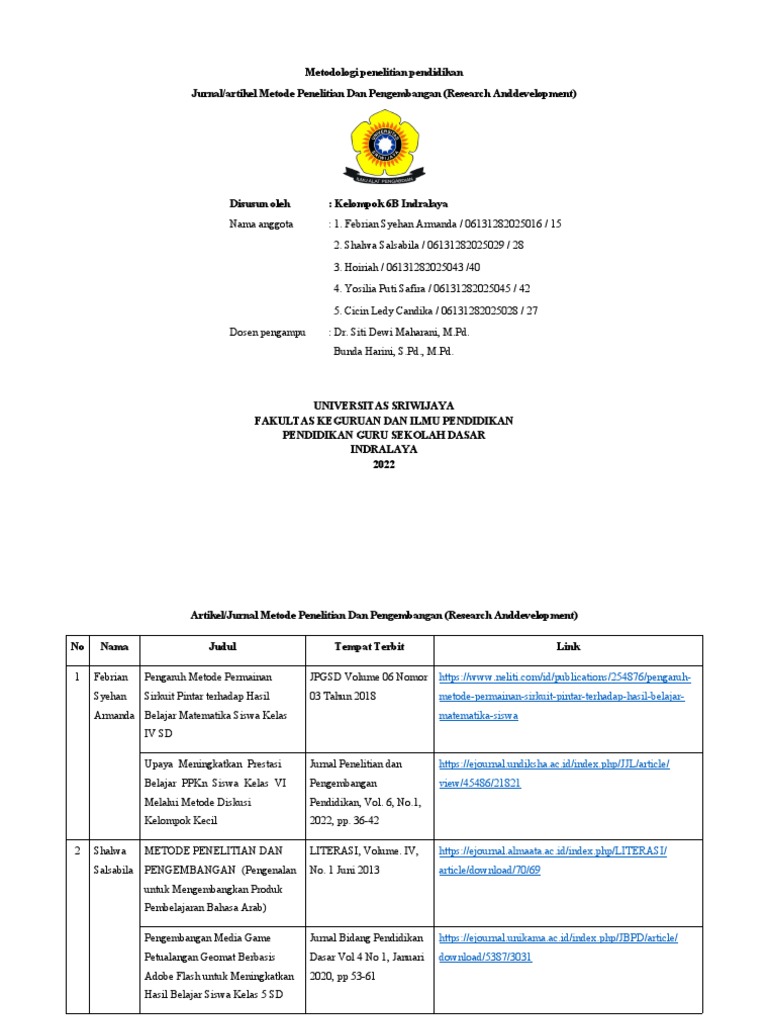 Kelompok 6B Indralaya - Metode R&D | PDF | Ilmu Sosial