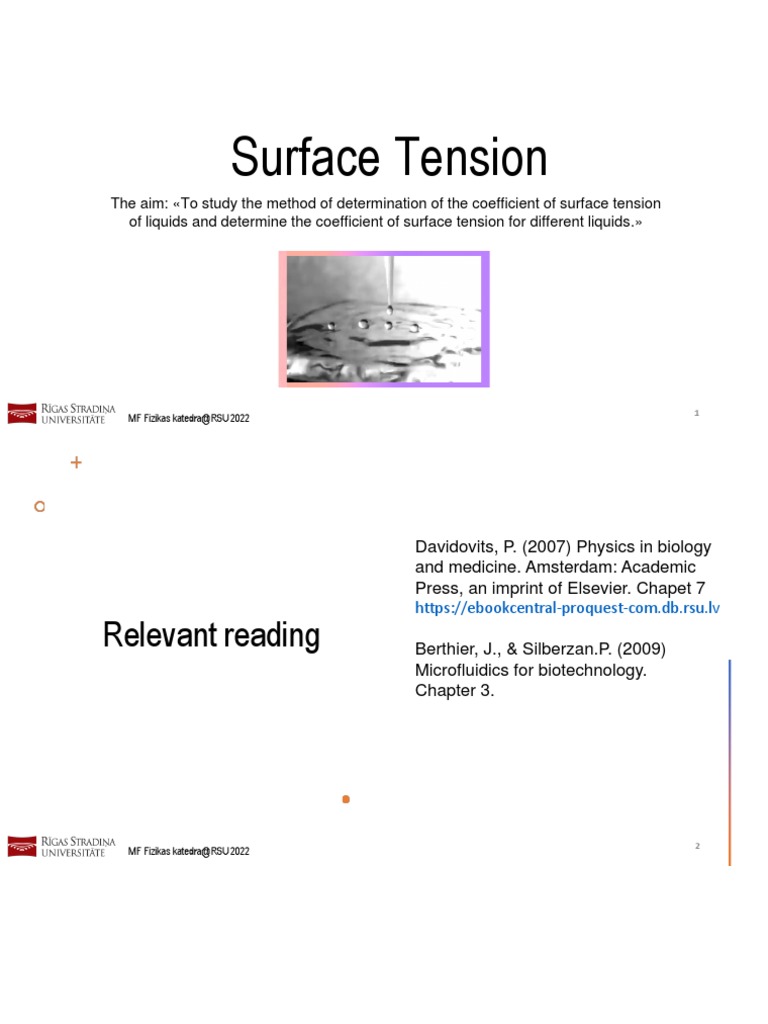 07 SurfaceTension 2022 2023 v1 | PDF | Surface Tension | Chemistry