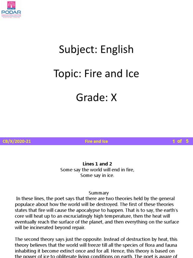 Weighing the Powers of Fire and Ice: An Analysis of the Poem "Fire and ...