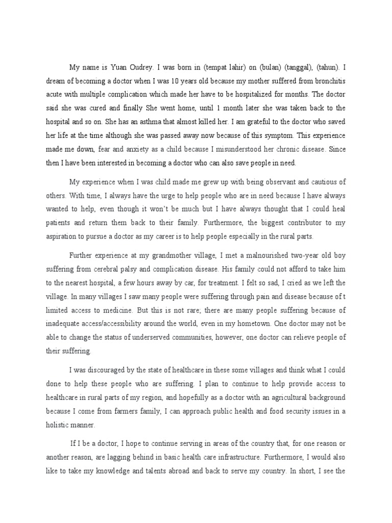 Contoh Essay Bahasa Inggris Untuk Melamar Beasiswa Kedokteran Pdf