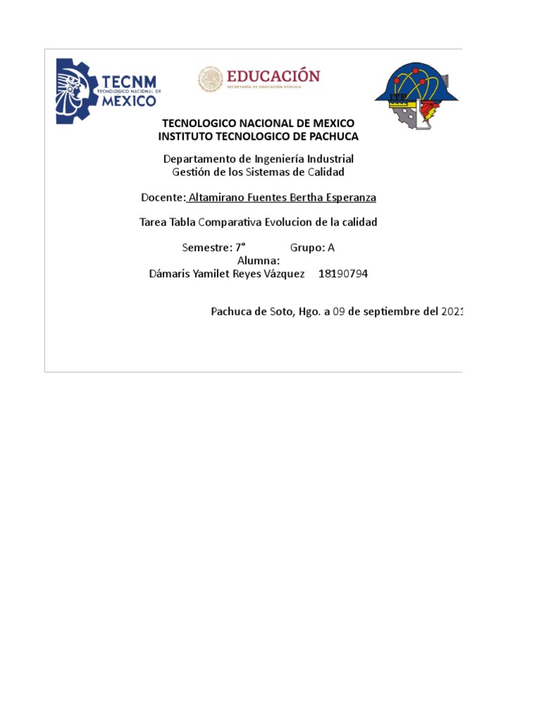 T1-E1 Tabla Comparativa Reyes Vazquez Damaris | PDF | Calidad (comercial) | Calidad