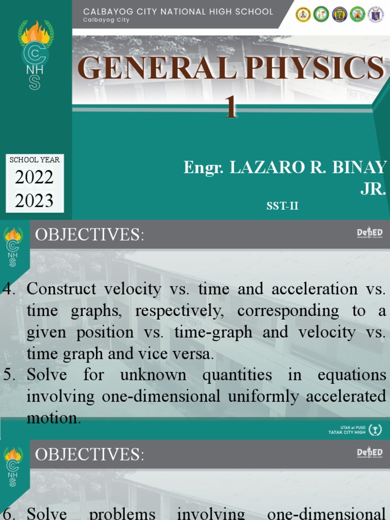 Physics 1 Wk2 Motion in Straight Line (P Vs T, V Vs T, A Vs T) | PDF ...