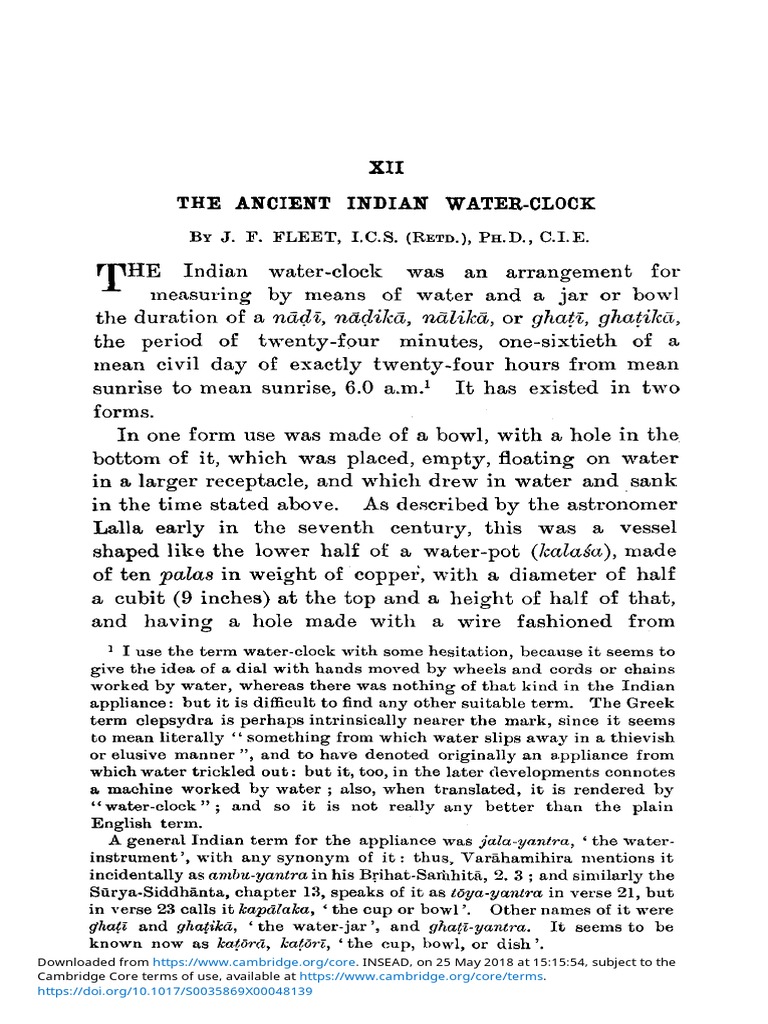 Ancient Indian Water-Clock Explained | PDF | Gallon | Vishnu