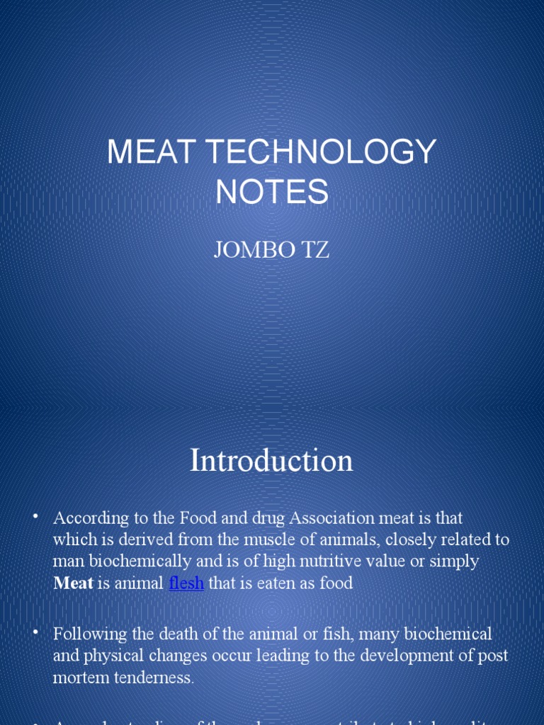 Meat Technology Notes | PDF | Muscle Contraction | Skeletal Muscle