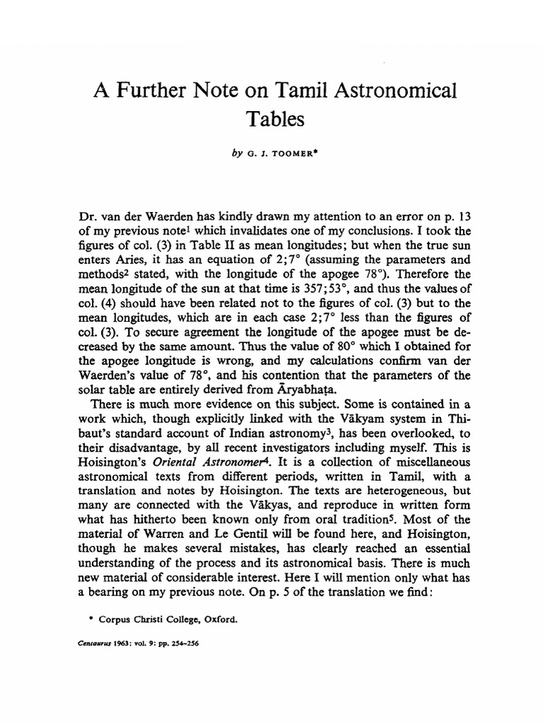 Tamil Astronomical Tables | PDF | Longitude | Science