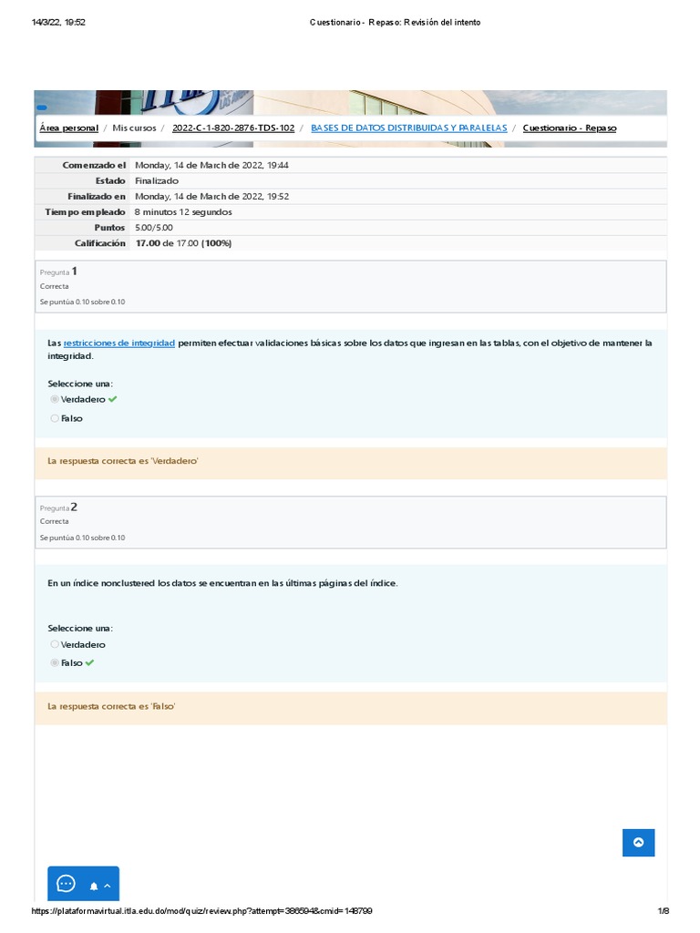 Cuestionario - Repaso - Revisión Del Intento | PDF | Cuestionario | Informática