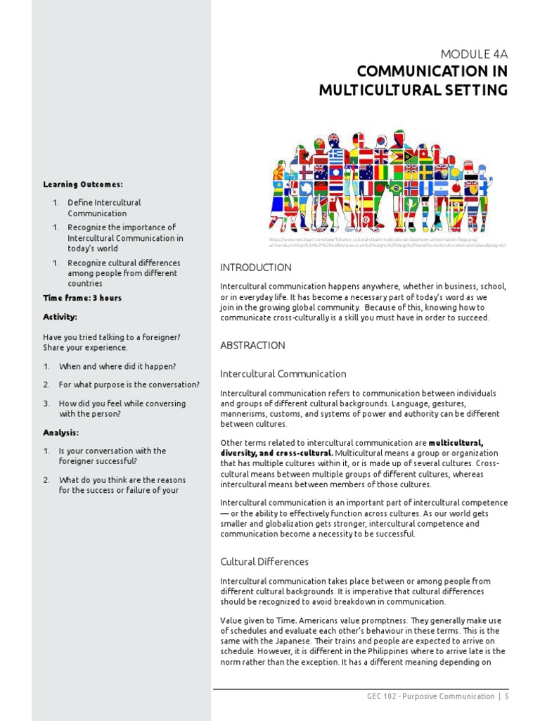 Module 4A Communication in Multicultural Setting | PDF | Cross Cultural ...