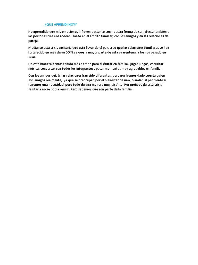 ¿Que Aprendi Hoy? | PDF | Bienestar