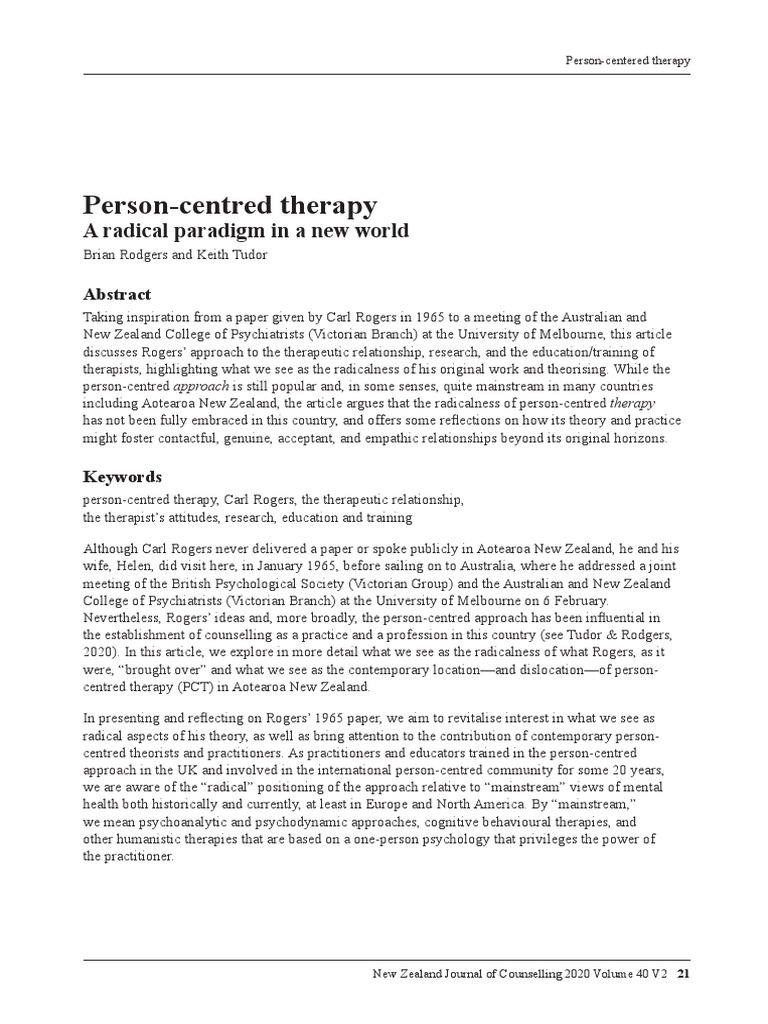 2 Person Centred Therapy | PDF | Psychotherapy | Psychology