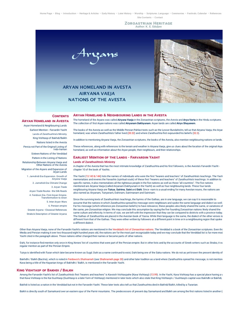 Aryan Homeland, Airyana Vaeja, in The Avesta. Aryan Lands and ...
