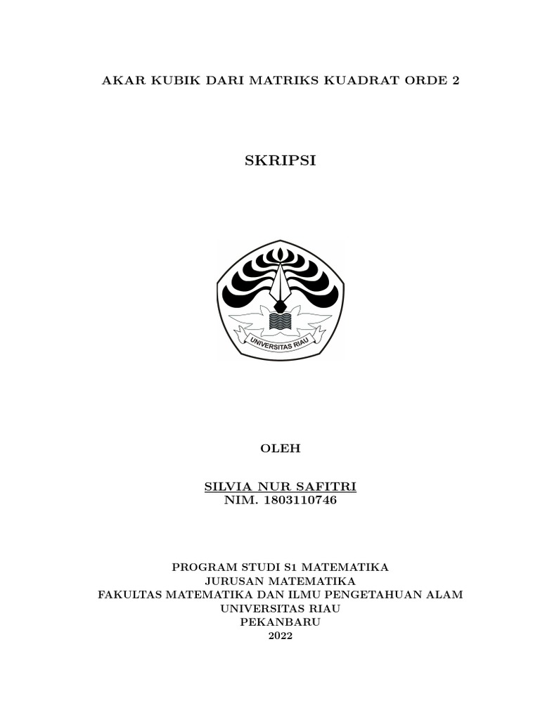 Akar Kubik Matriks Kuadrat Orde 2 | PDF