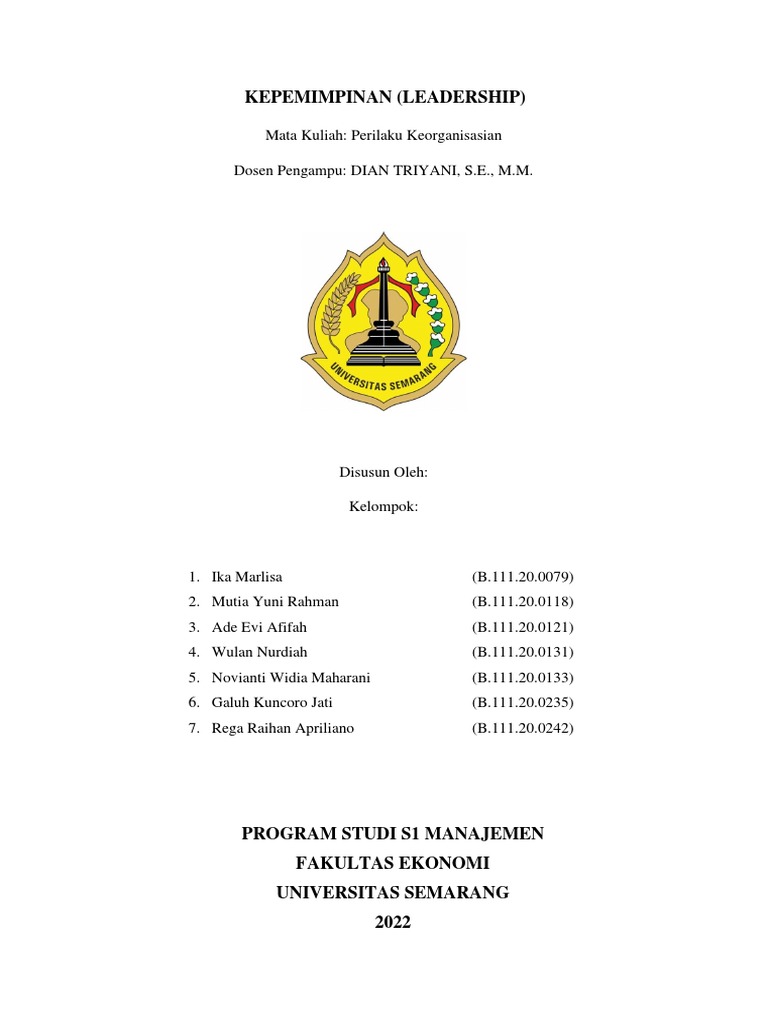 Makalah Kepemimpinan (Leadership) | PDF | Pengembangan Diri