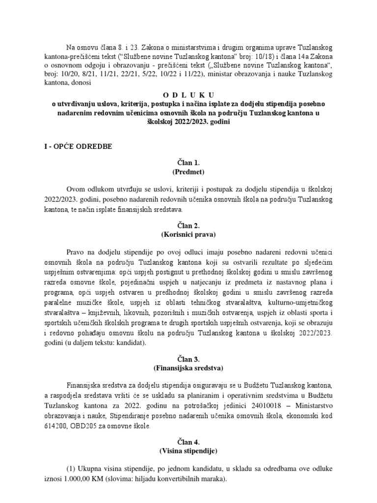 Odluka o Utvrdivanju Kriretija Osnovne | PDF Odluka o Utvrdivanju Kriretija Osnovne | PDF