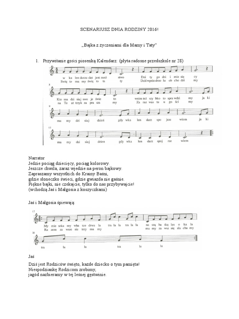 Scenariusz Dnia Rodziny 2016 | PDF