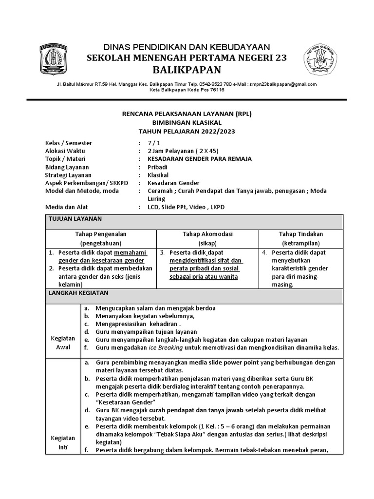 RPL Kesadaran Gender | PDF | Karier & Perkembangan | Seni