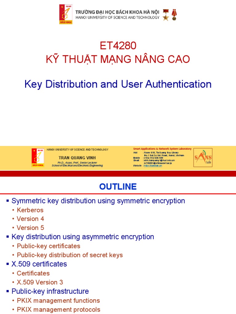 ET4280 ACN-04 Key Distribution and User Authentication | PDF | Public Key Cryptography | Public ...