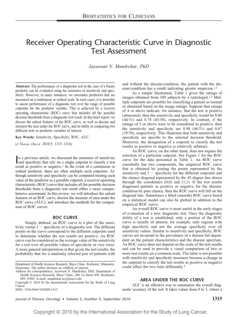 Curvas ROC | PDF | Receiver Operating Characteristic | Sensitivity And Specificity