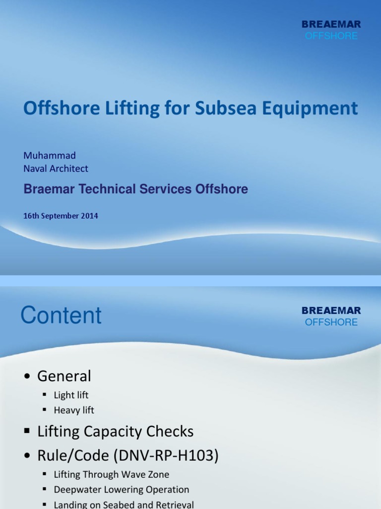 Offshore Lifting Techniques for Subsea Equipment | PDF | Subsea ...