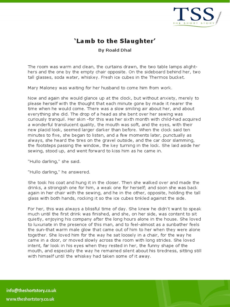 Short Stories Roald Dhal Lamb to the Slaughter | PDF
