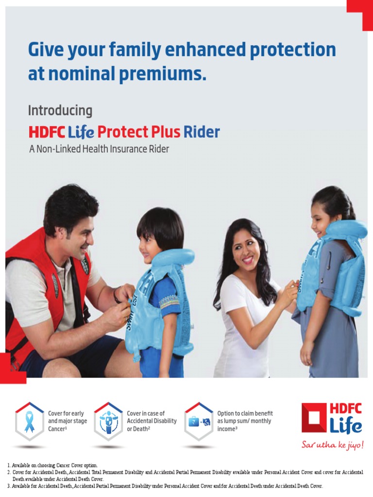 HDFC Life Protect Plus Rider Overview | PDF | Insurance | Present Value