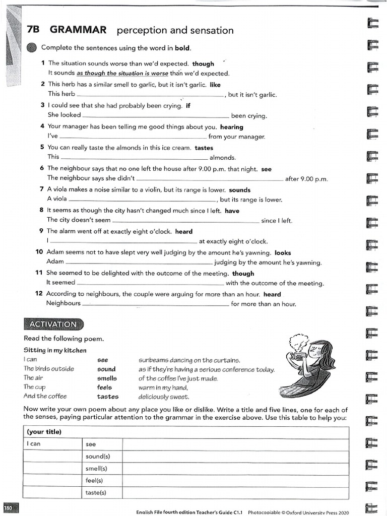 7B GRAMMAR Perception and Sensation | PDF