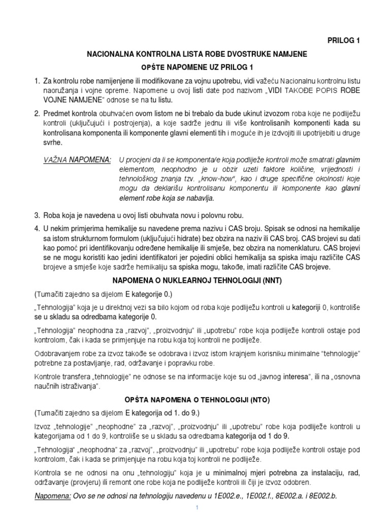 Kontrolna Lista Robe Dvostruke Namjene | PDF