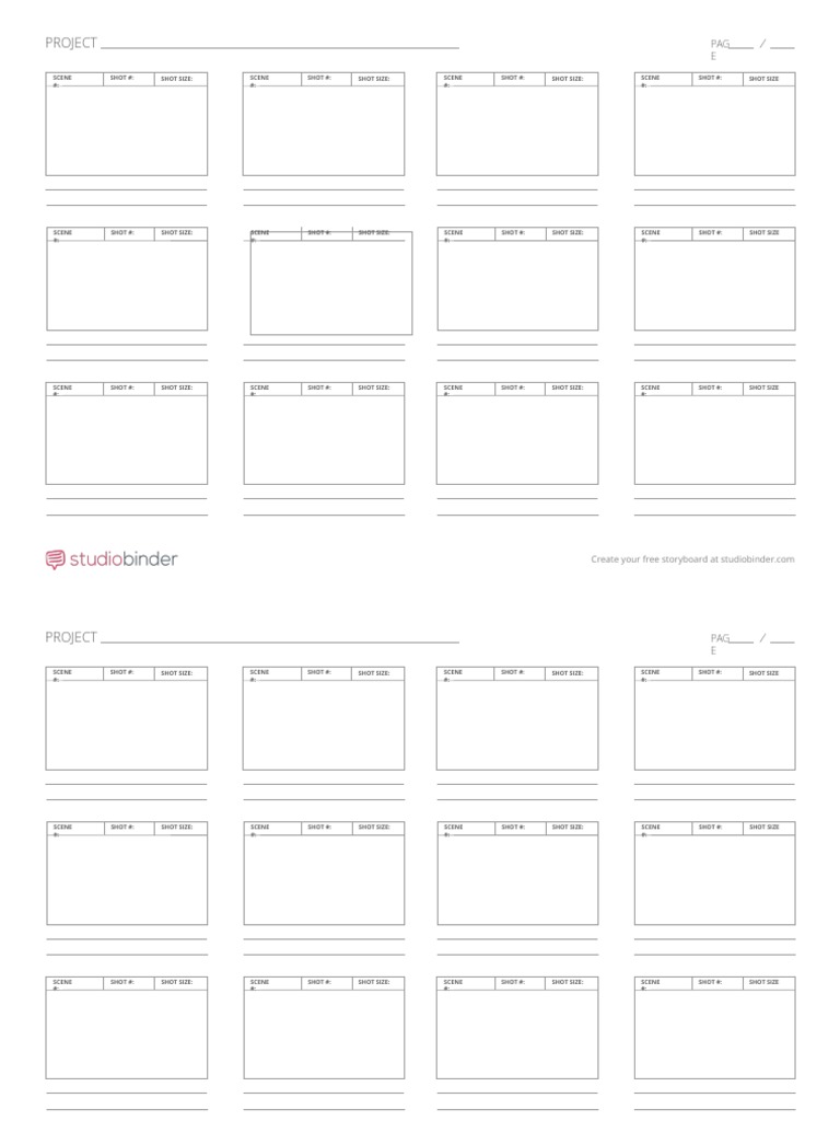 A4 Storyboard Template - 12-Panel - Landscape - StudioBinder | PDF