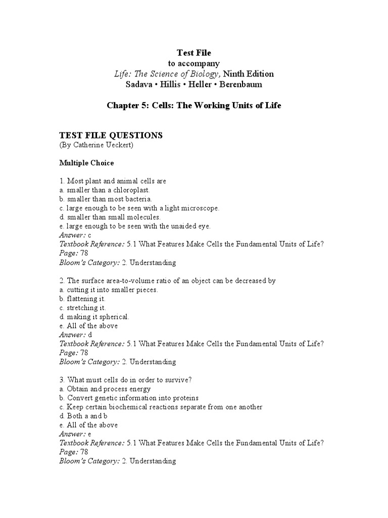 Ch05 Test File-Cells | Download Free PDF | Cell (Biology) | Endoplasmic ...