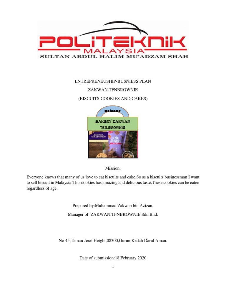 Zakwan TFNBrownie Business Plan | PDF | Depreciation | Expense