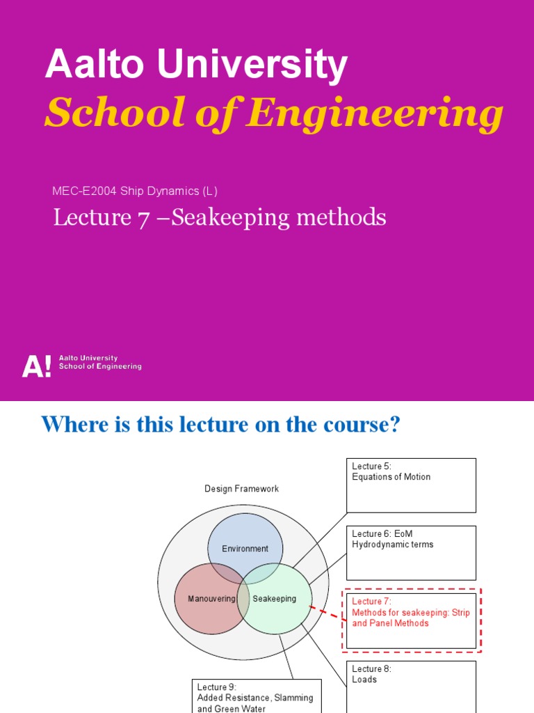 Seakeeping Methods Lecture - Alto University | PDF | Fluid Dynamics ...