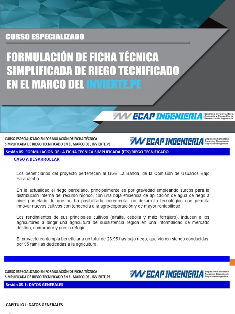 MODULO III - Sesion 05. Formulacion de La Ficha Tecnica Simplificada RT | PDF | Riego | Agricultura