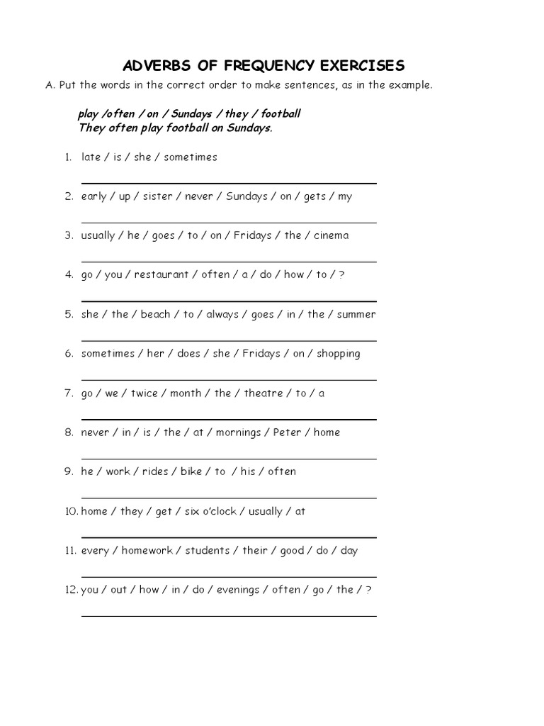 Adverbs of Frequency Exercises 2 | PDF | Adverb | Lunch