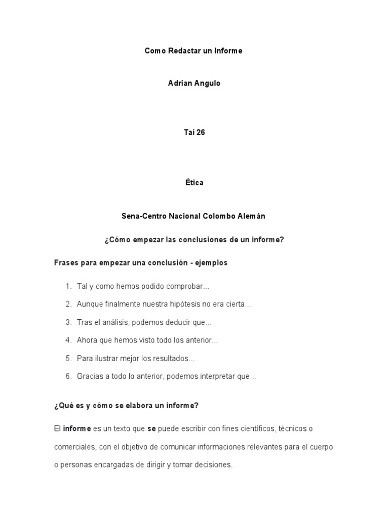 Como Redactar Un Informe, Adrian Angulo | PDF | Crecimiento personal y profesional