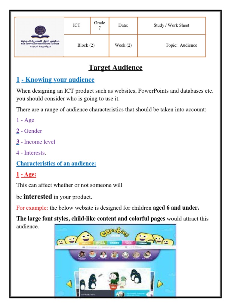 ICT Target Audience B2 G7 W2 | PDF | Websites | Educational Technology