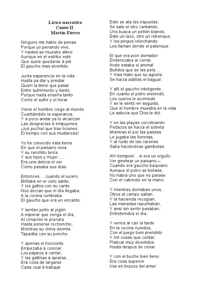 Canto II Martín Fierro | PDF