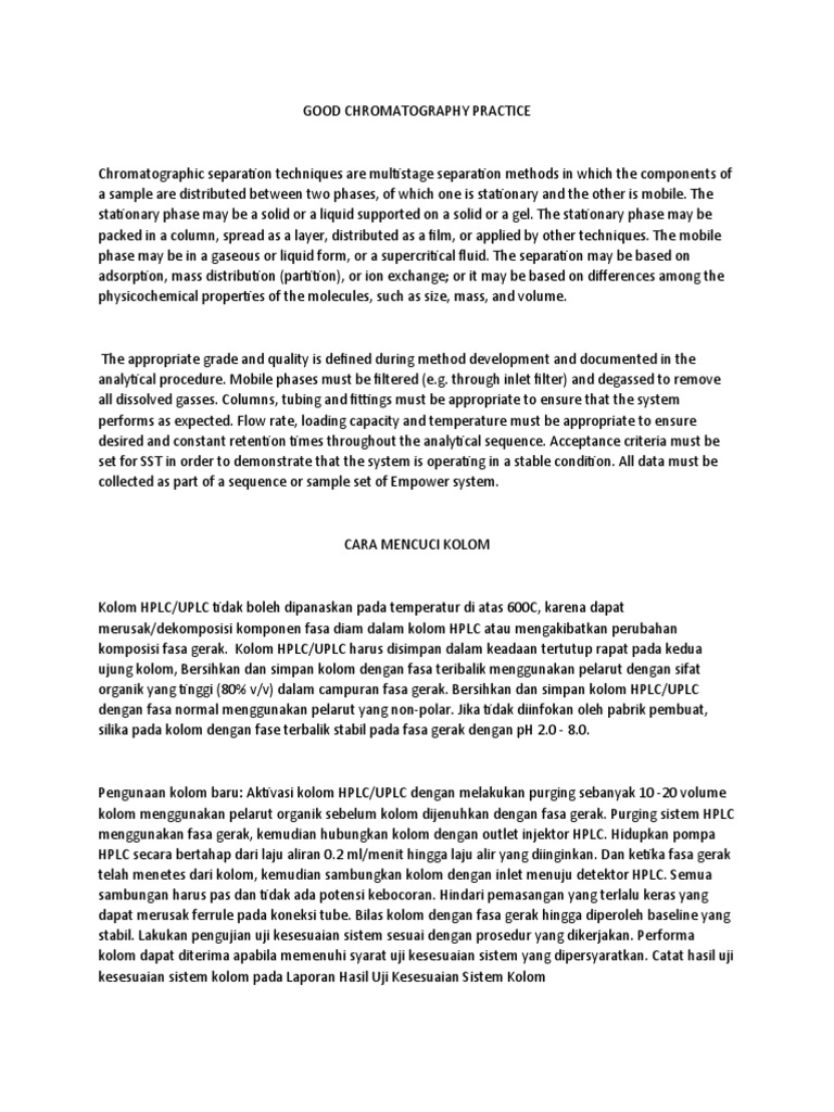 Good Chromatography Practice | PDF
