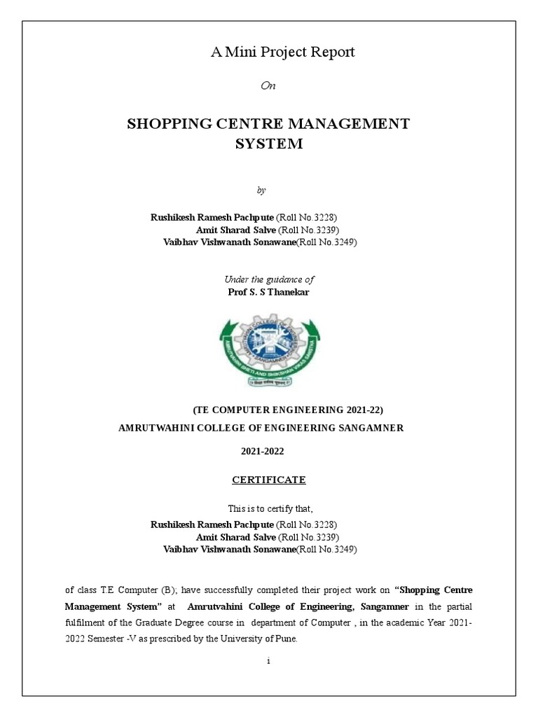 Project Report (Shopping Centre Management System) | PDF | Databases | User (Computing)