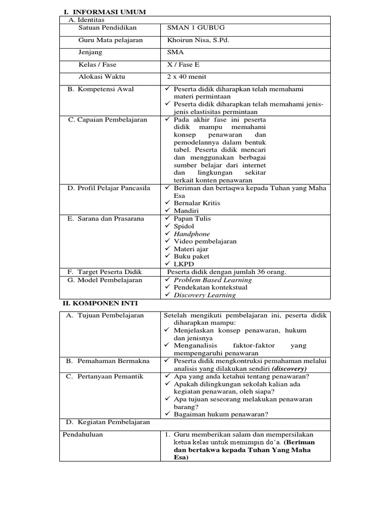 Rencana Aksi 3 Nisa | PDF
