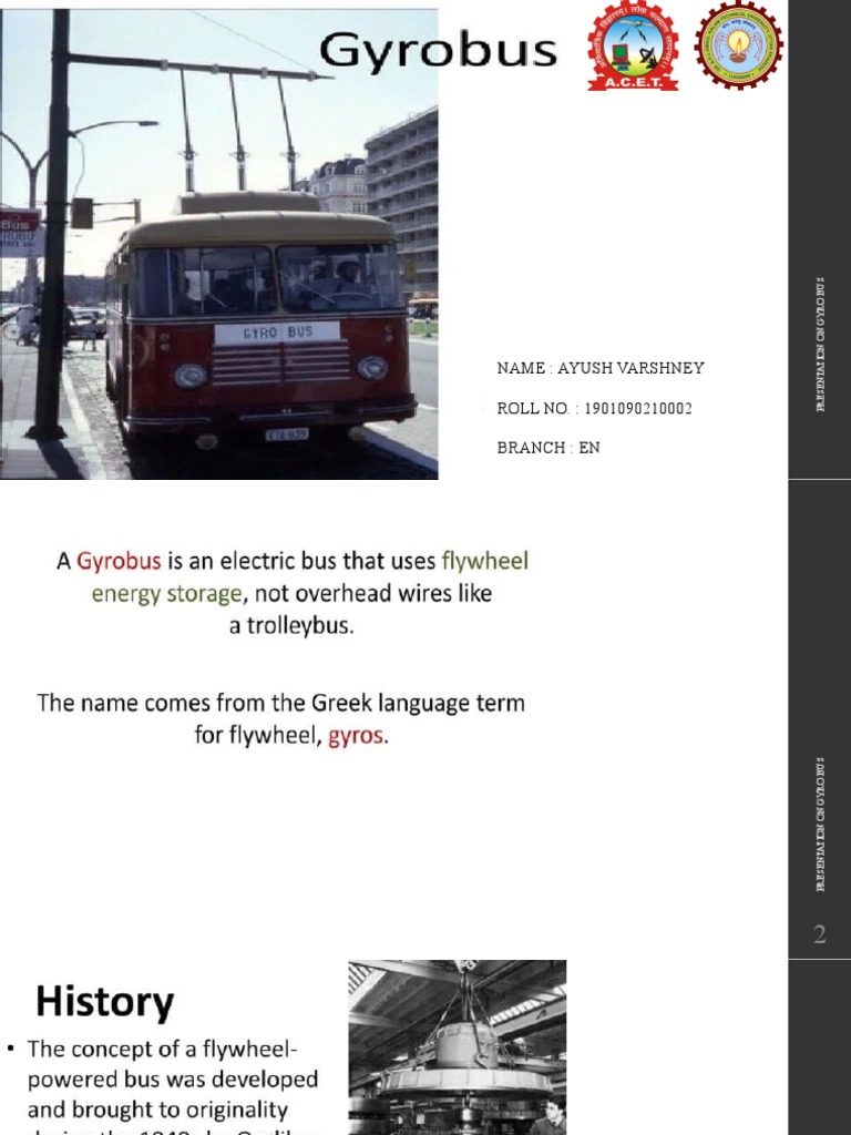 Ayush Varshney's Presentation on Gyro Bus Technology | PDF