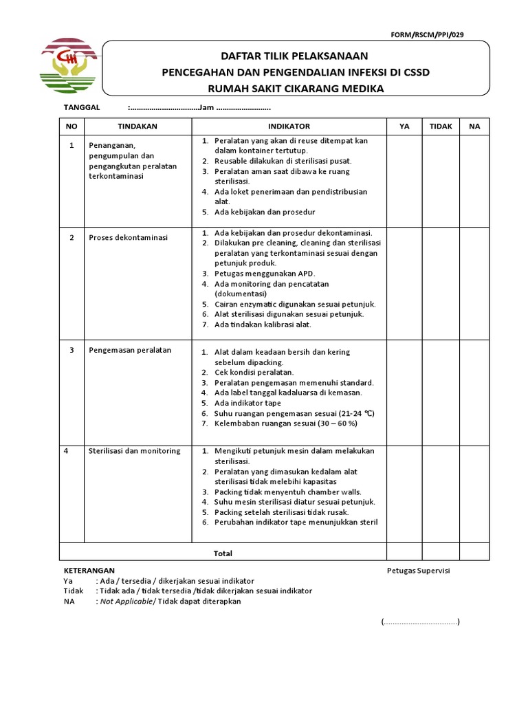 Formulir Audit Ppi CSSD | PDF