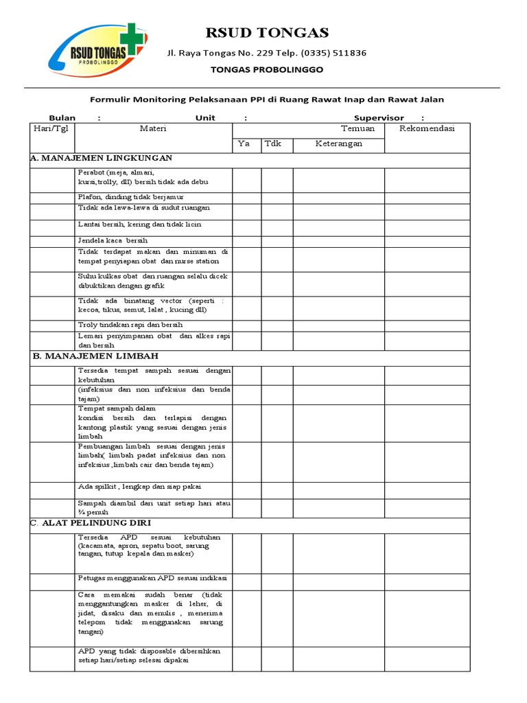 Monitoring PPI RSUD Tongas Probolinggo | PDF
