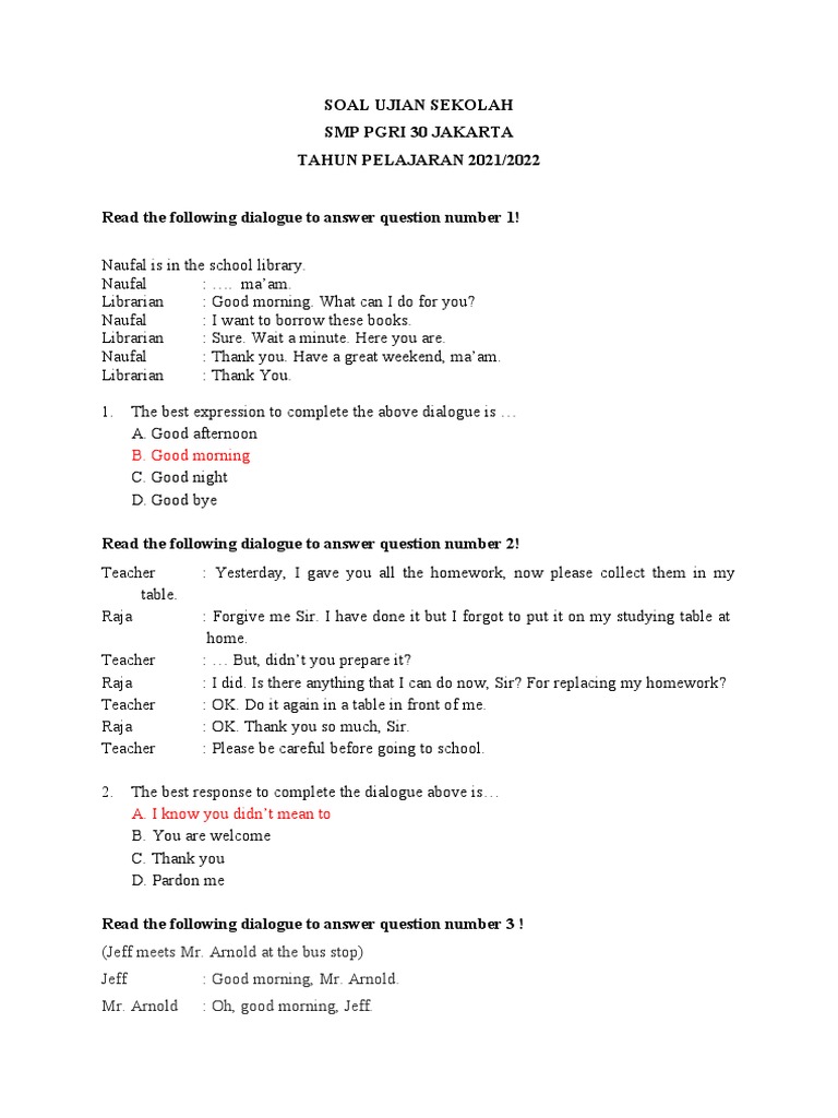 Soal Ujian Sekolah Bahasa Inggris SMP | PDF | Guitars