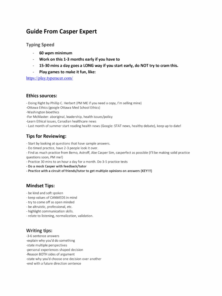 CASPer Test Preparation Plan | PDF