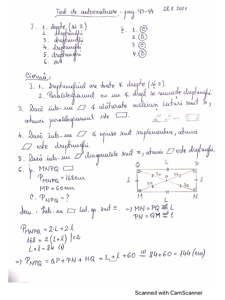 Test de Autoevaluare - Dreptunghi | PDF