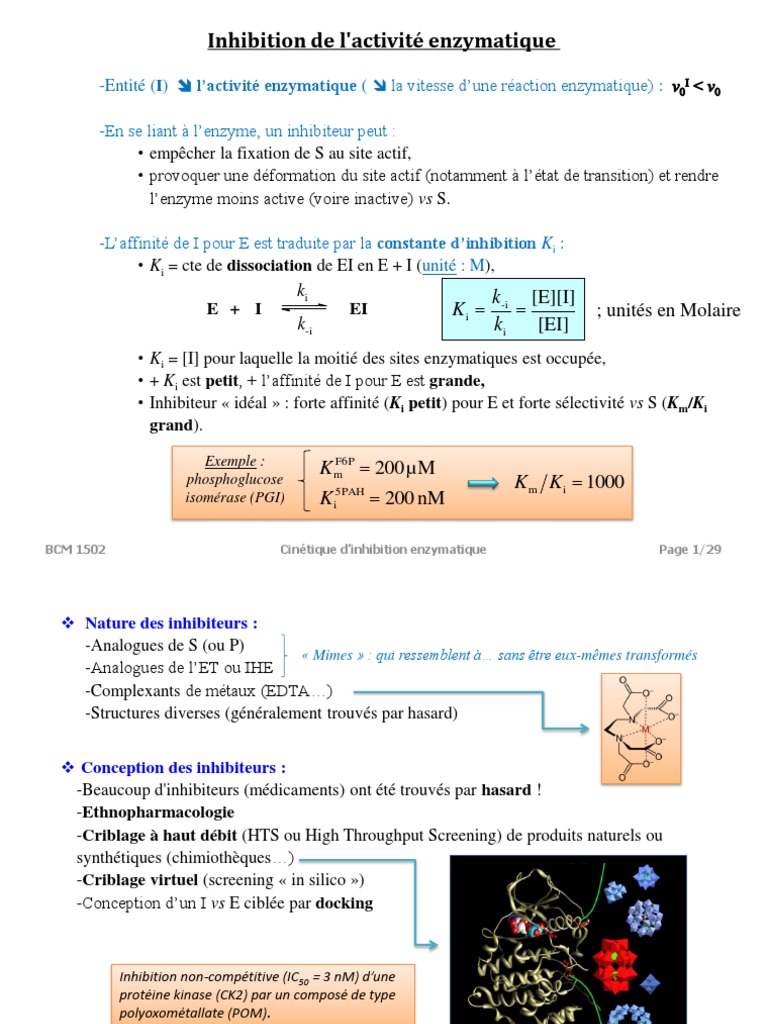 3b - Cinetique Enzymatique | PDF | Inhibiteur enzymatique | Enzyme