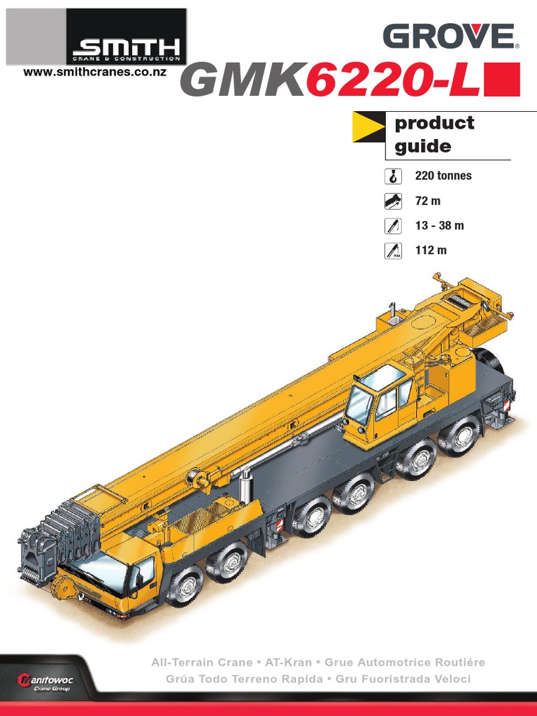 Grove GMK6220L - Loading Chart | PDF | Brake | Automatic Transmission